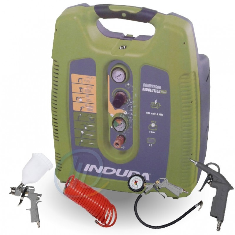 Compresor Portatil 1,5hp 8 Bar - 116 Psi + Kit De 5 Acc