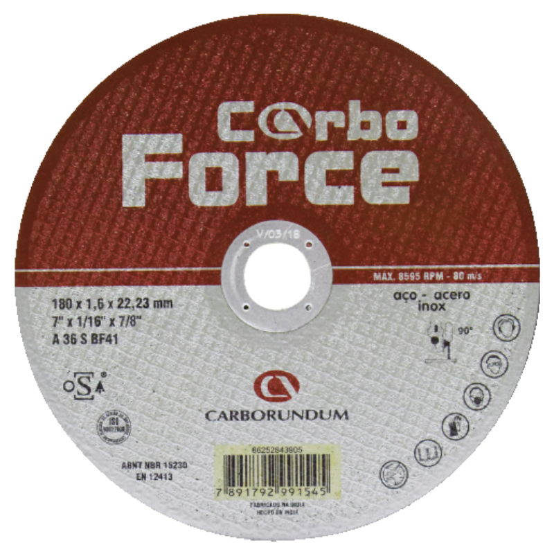 Disco Centro Plano Carborundum 178X1.6X22 Carbo Force